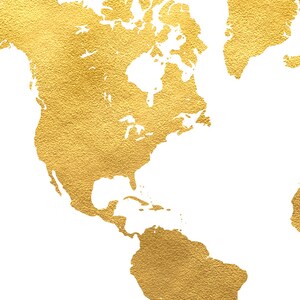 Gold Foil World Map Print - World Map Decor, World Map Poster, Home ...