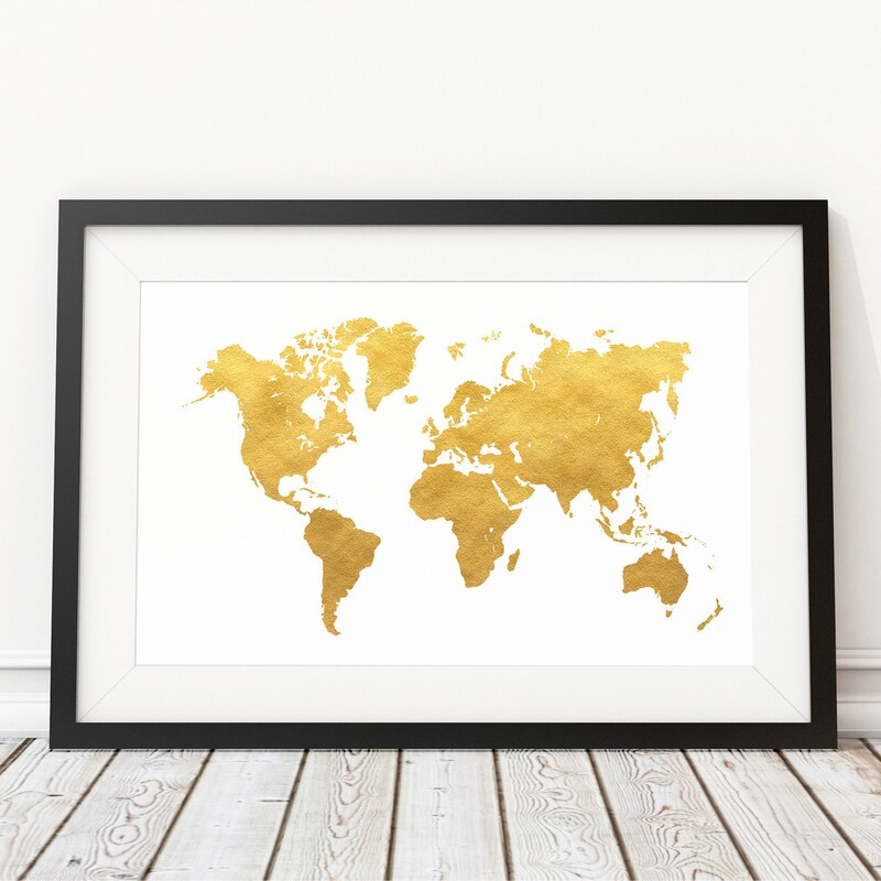 Gold Foil World Map - Etsy