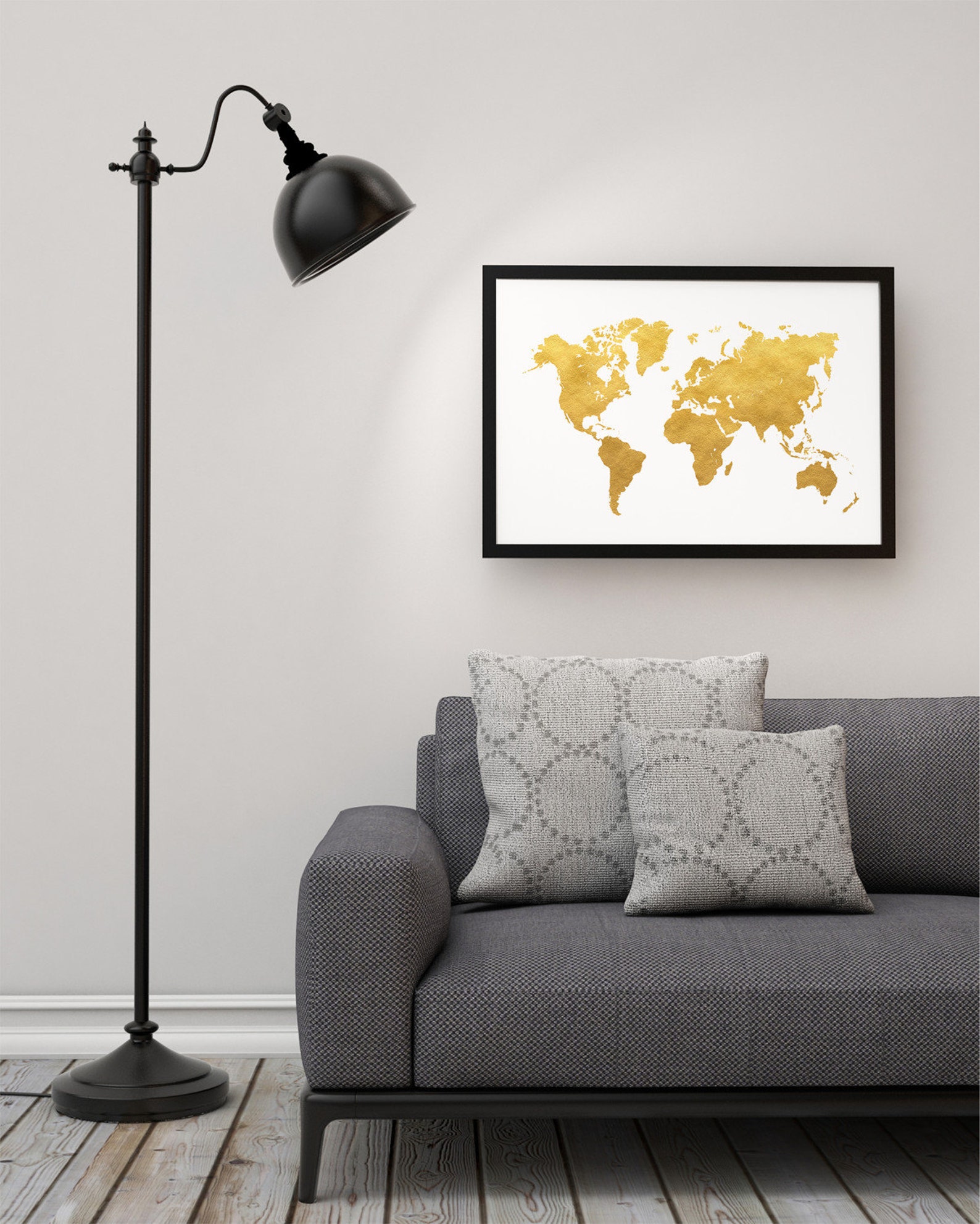 Gold Foil World Map Print World Map Decor World Map Poster | Etsy