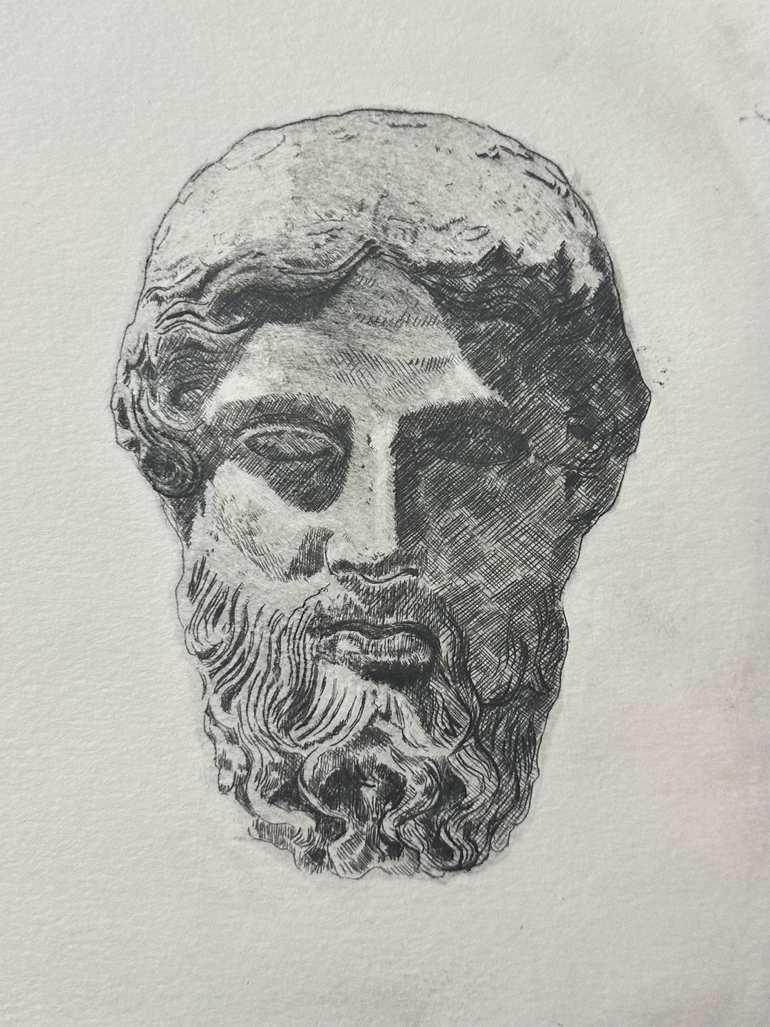 Classical Greek Portrait Head - Original Drypoint Print - Ancient ...