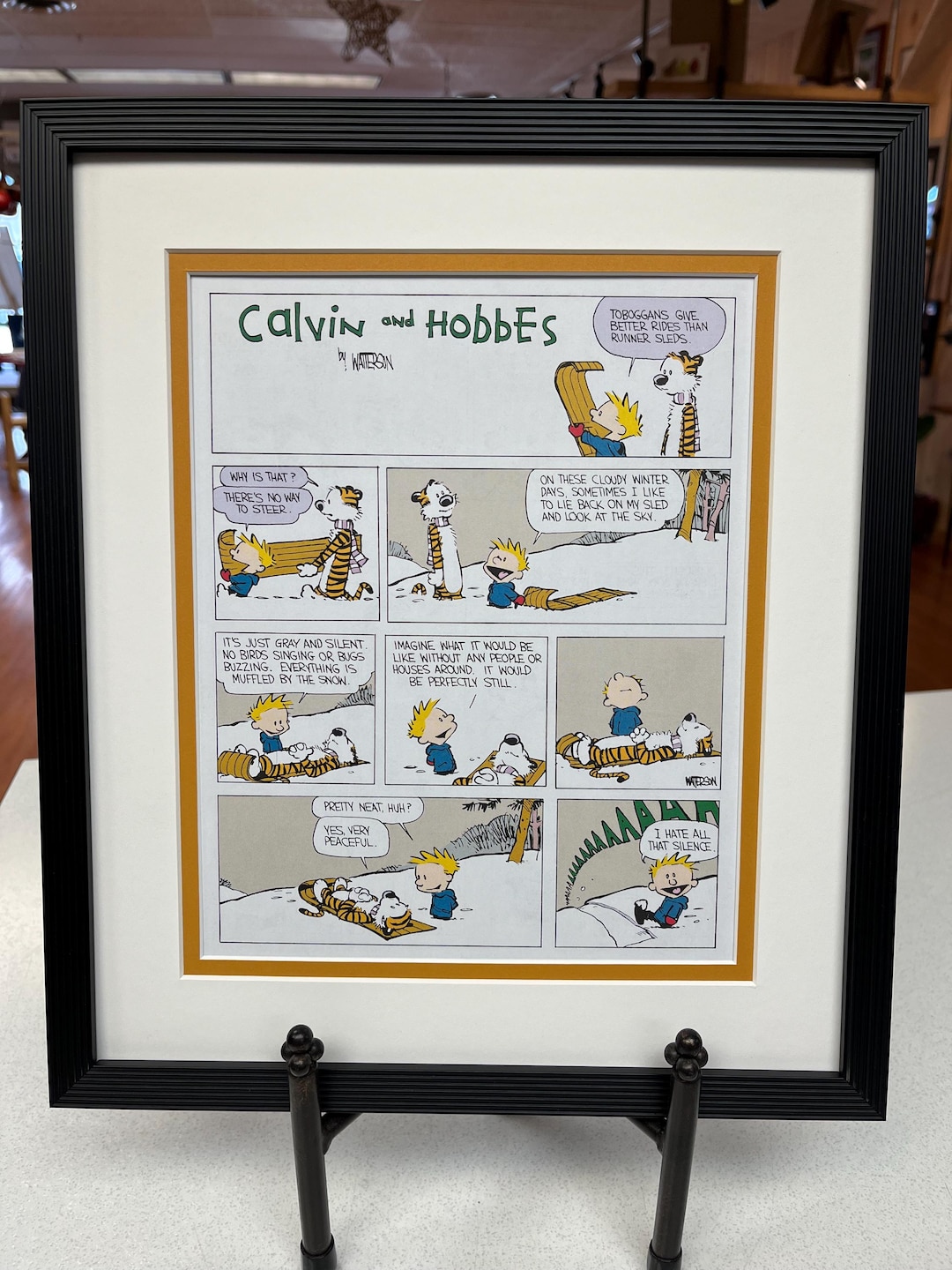 Framed Calvin and Hobbes Sledding Comic Bill Watterson - Etsy