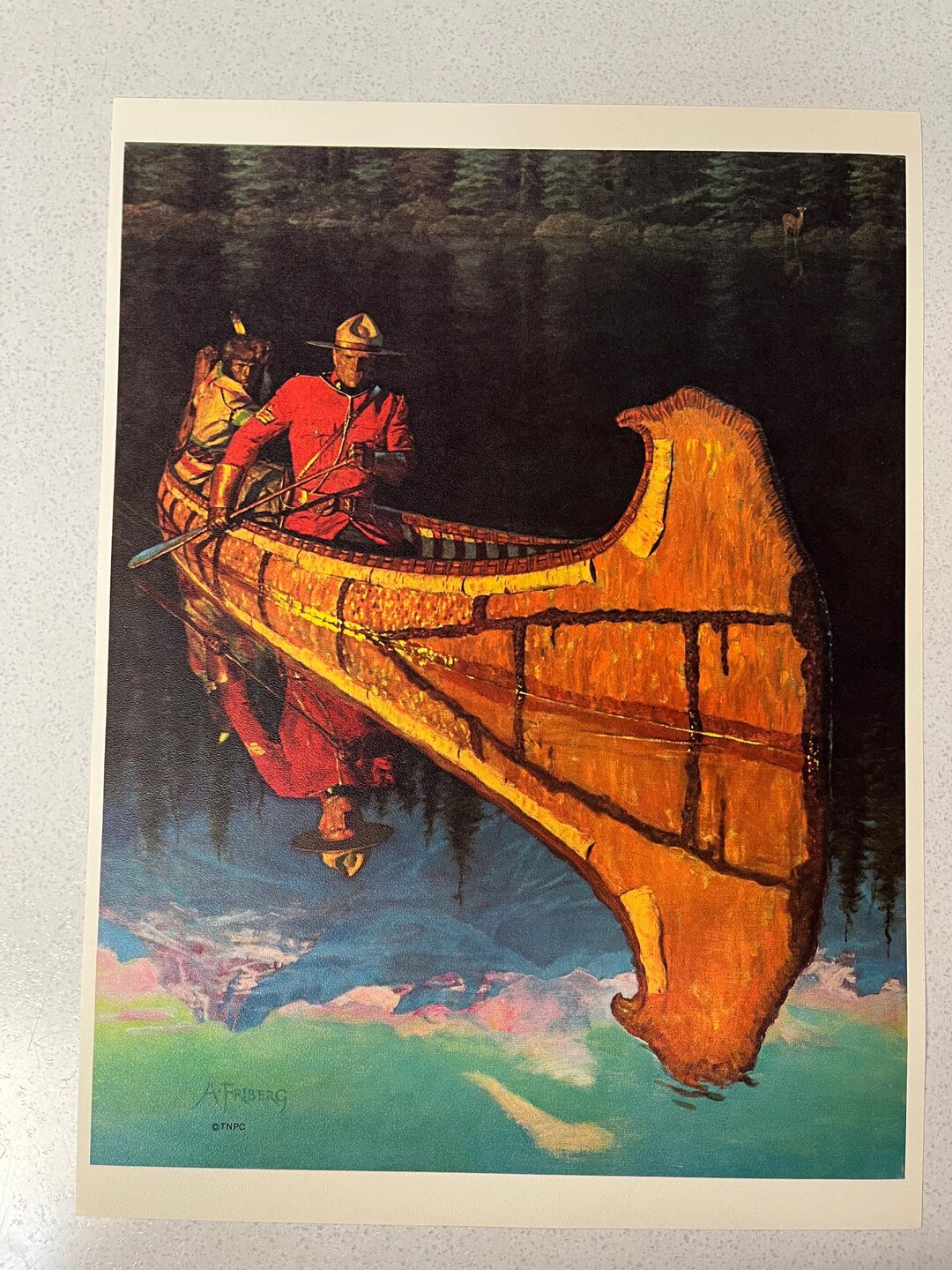 Vintage Arnold Friberg Print Canadian Mountie Birchbark Canoe - Etsy
