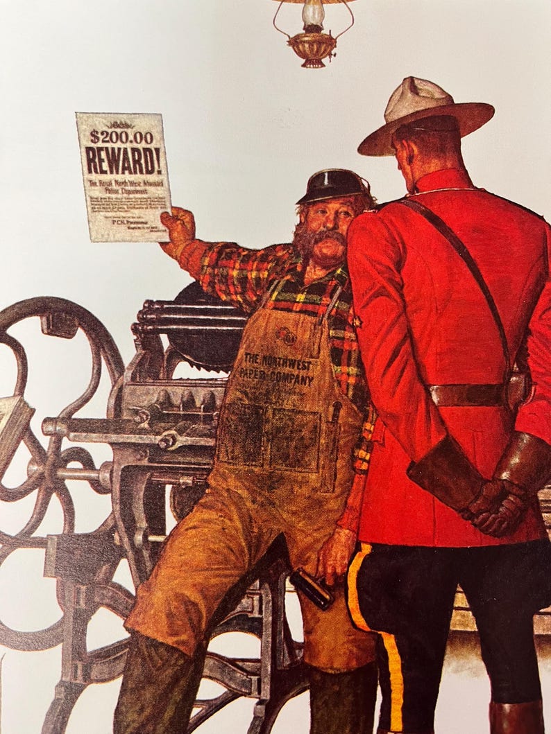 Vintage Arnold Friberg Print Canadian Mountie Printing Press - Etsy