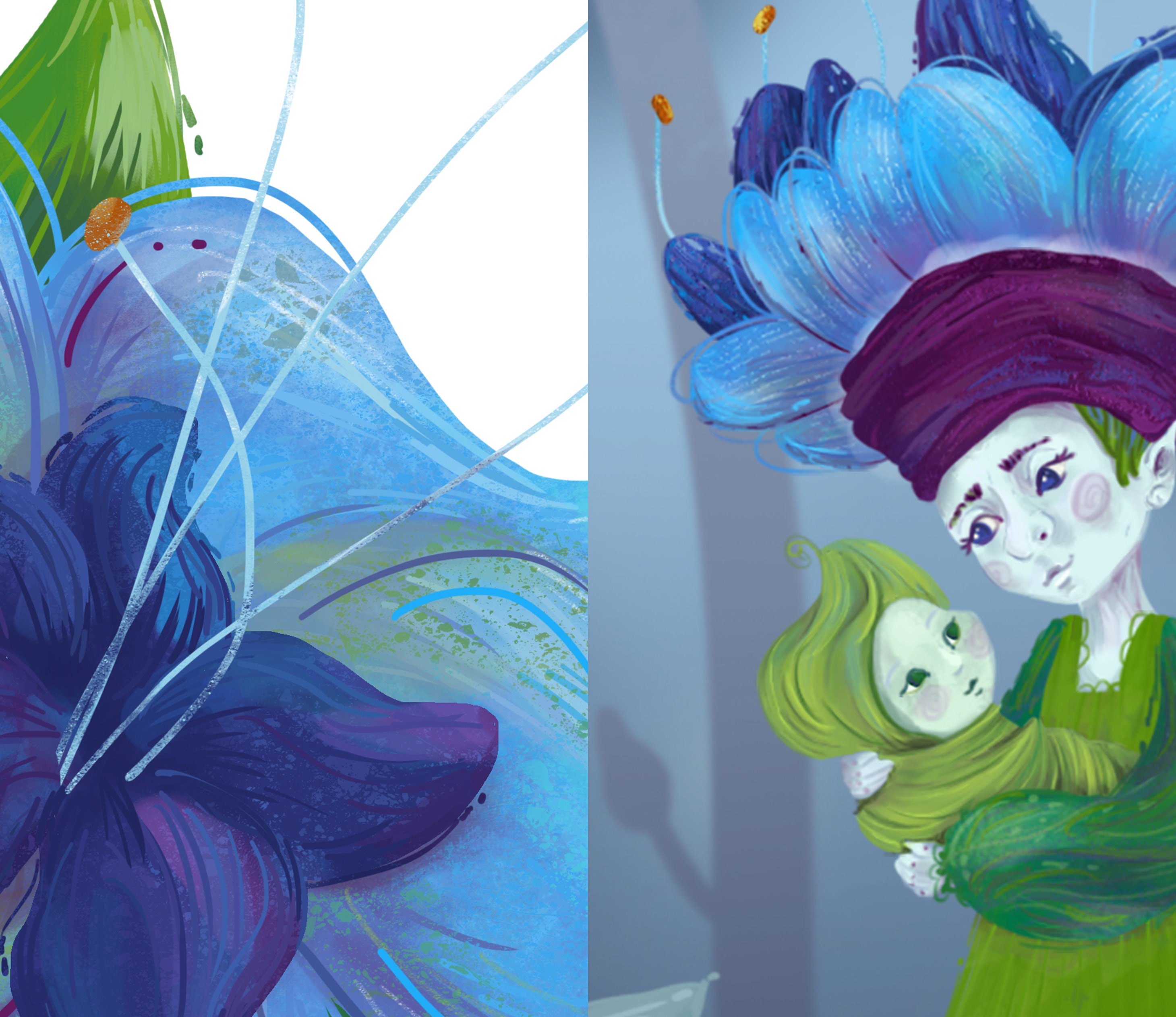 Mama Flower, Magical Flower Print, Fairy Print, Mom and Child ...