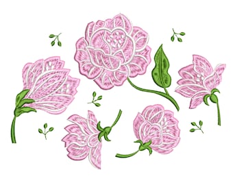 10 Flower Machine Embroidery Designs, Flowers Botanical Daffodil Poppy ...