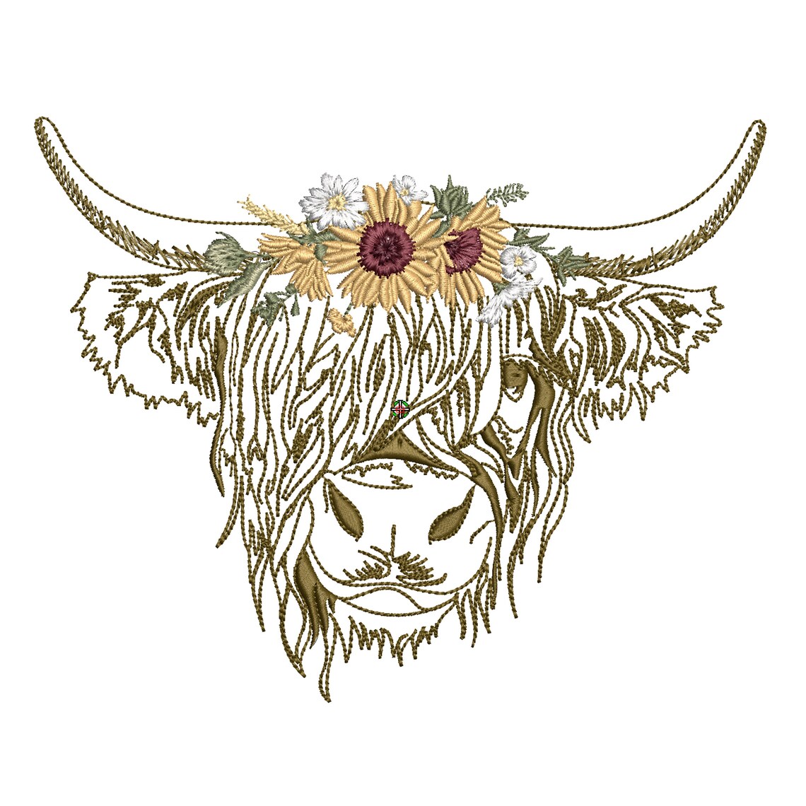 Sunflower Highland Cow Machine Embroidery Design Thanksgiving - Etsy