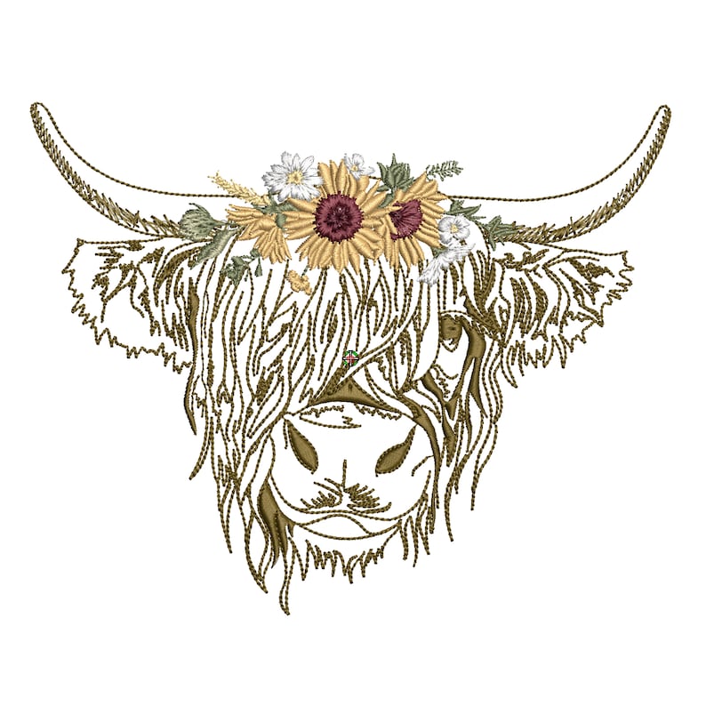 Sunflower Highland Cow Machine Embroidery Design Thanksgiving - Etsy ...