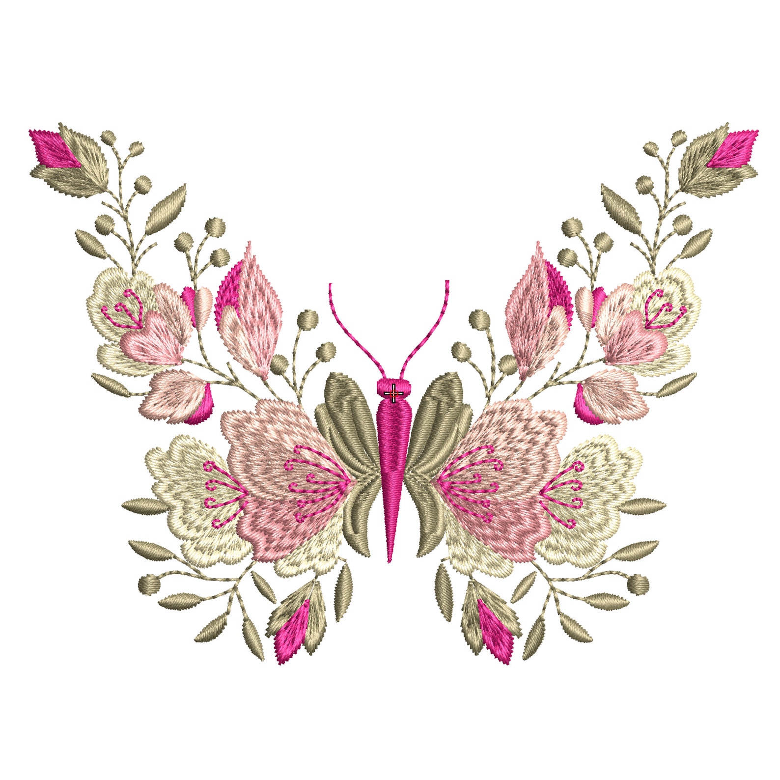 Flower Butterfly Machine Embroidery Design Floral Botanical - Etsy Canada