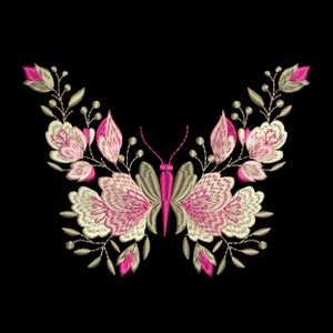 Flower Butterfly Machine Embroidery Design, Floral Botanical Garden ...