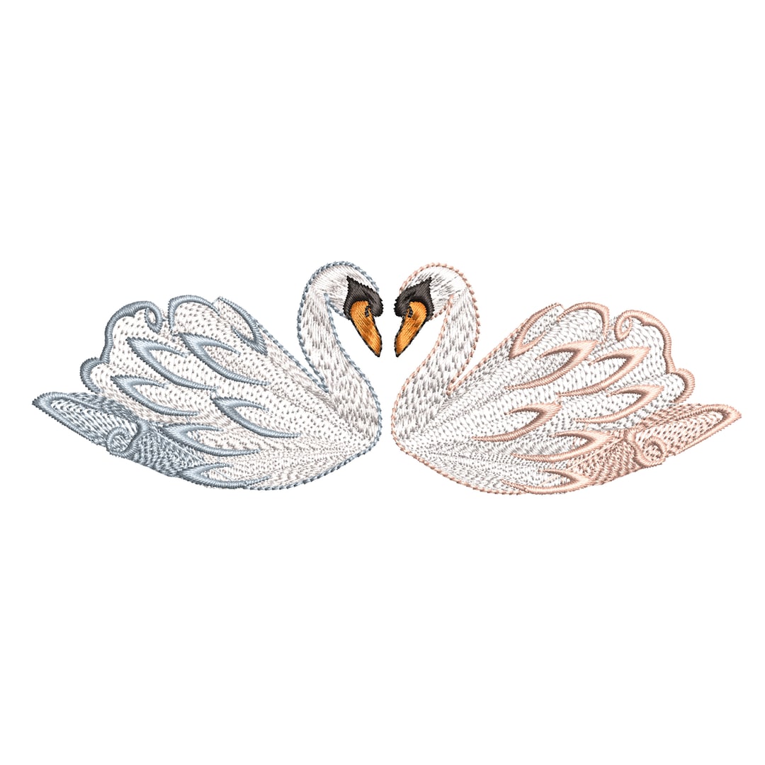 Swan Wedding Machine Embroidery Swans Bohemian Love Birds Feathers ...