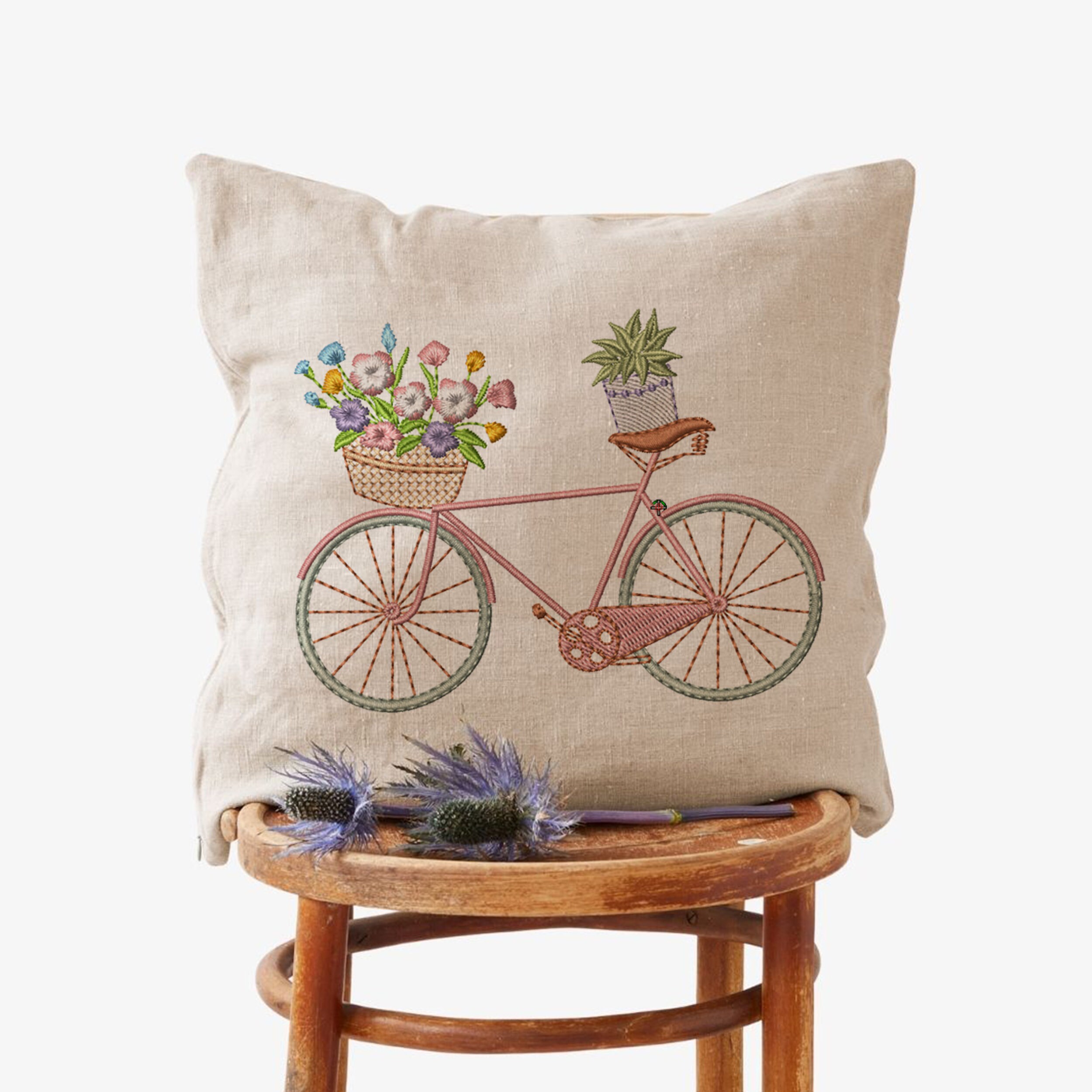 Flower Bike Machine Embroidery Bicycle Easter Spring Floral | Etsy