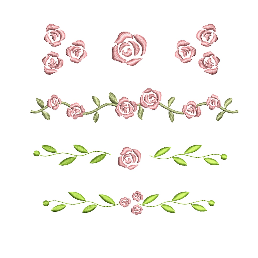 Rose Border Machine Embroidery Design: Floral Garden Pattern (instant ...