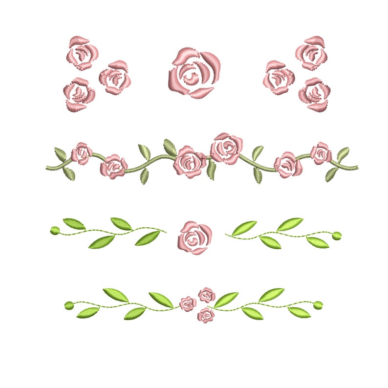 Rose Border Machine Embroidery Design: Floral Garden Pattern (instant ...