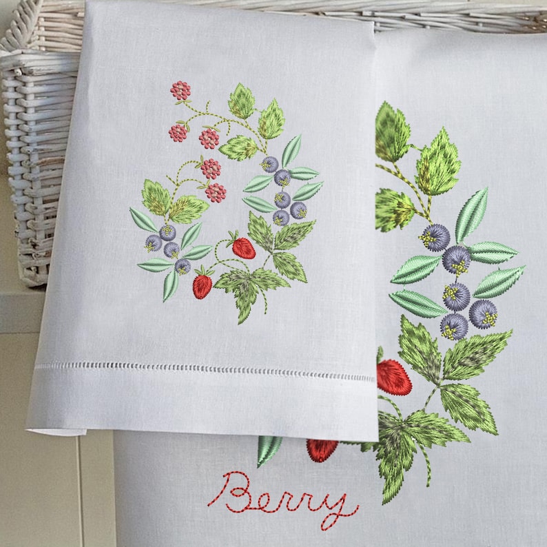 Wild Red Berry Meadow Flower Machine Embroidery Strawberry Swedish ...