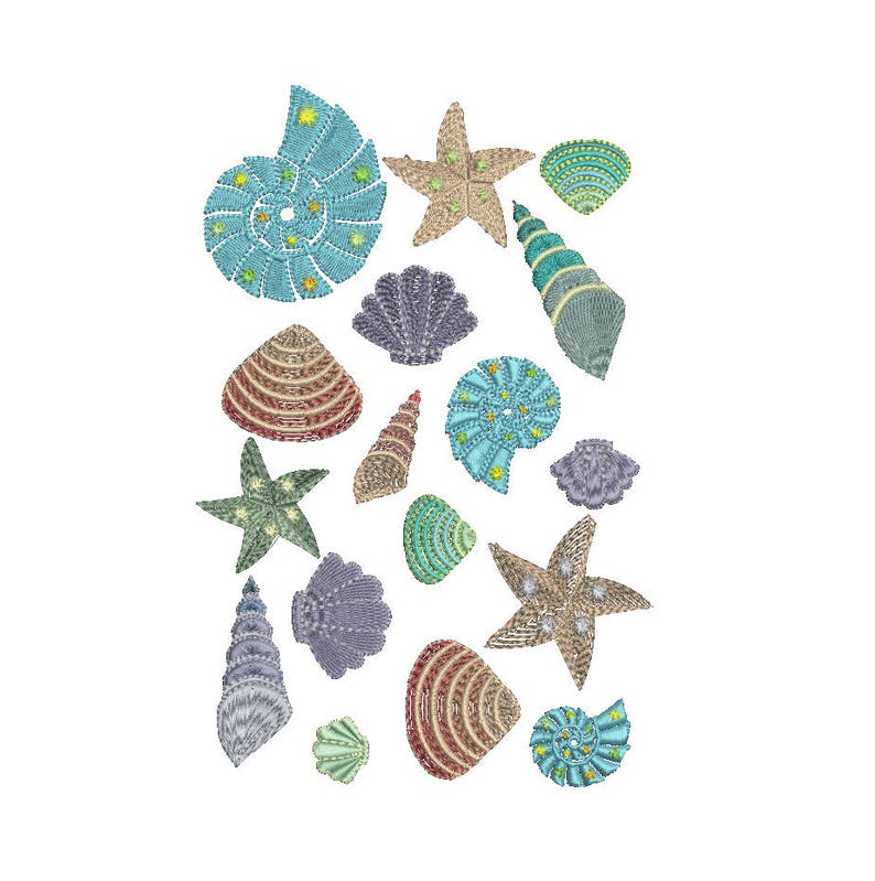 Sea Shells Machine Embroidery Bohemian Ocean Shell Design - Etsy
