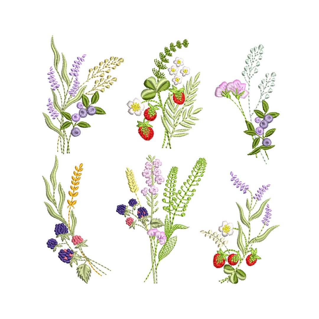 Flower Bouquet Machine Embroidery Design Bundle: Wildflower Pattern (5 ...