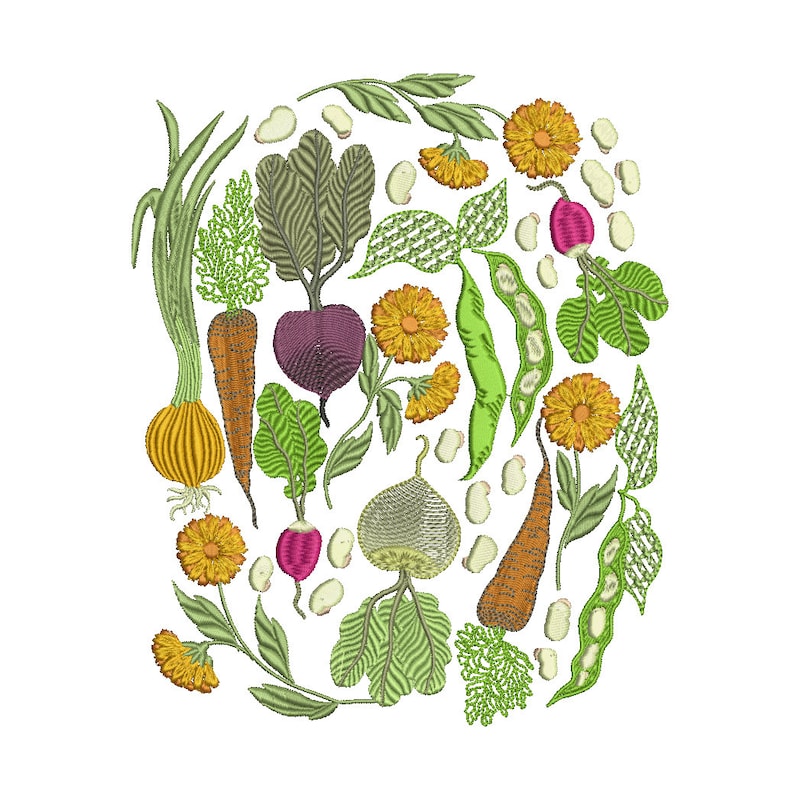 Machine Embroidery Vegetables - Etsy