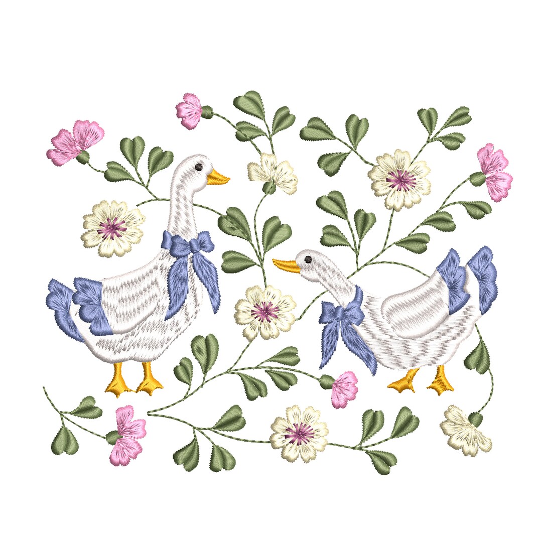 Easter Geese Machine Embroidery Goose Floral Botanical Garden Pattern ...