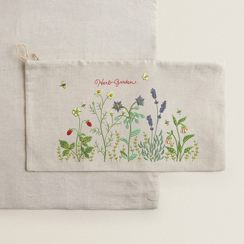Wildflower Herb Garden Meadow Flower Machine Embroidery Spring - Etsy