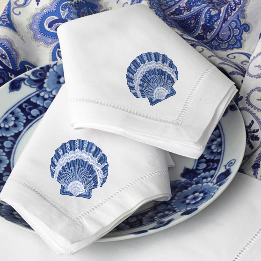 Scallop Sea Shell Machine Embroidery Design: Nautical Chinoiserie ...