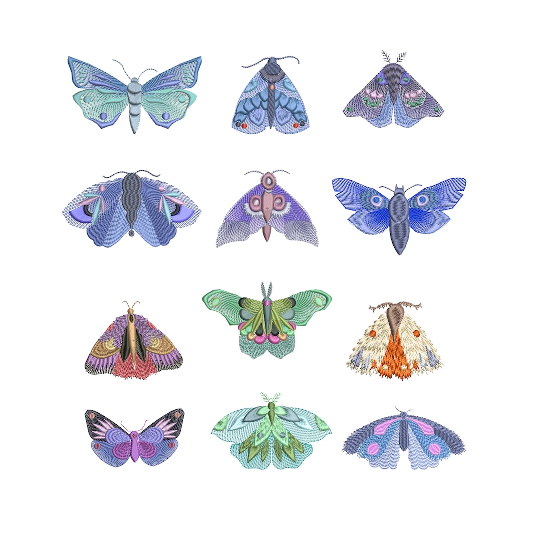 12 Flower Moth Butterfly Insects Bug Dragonfly Floral Botanical Garden ...