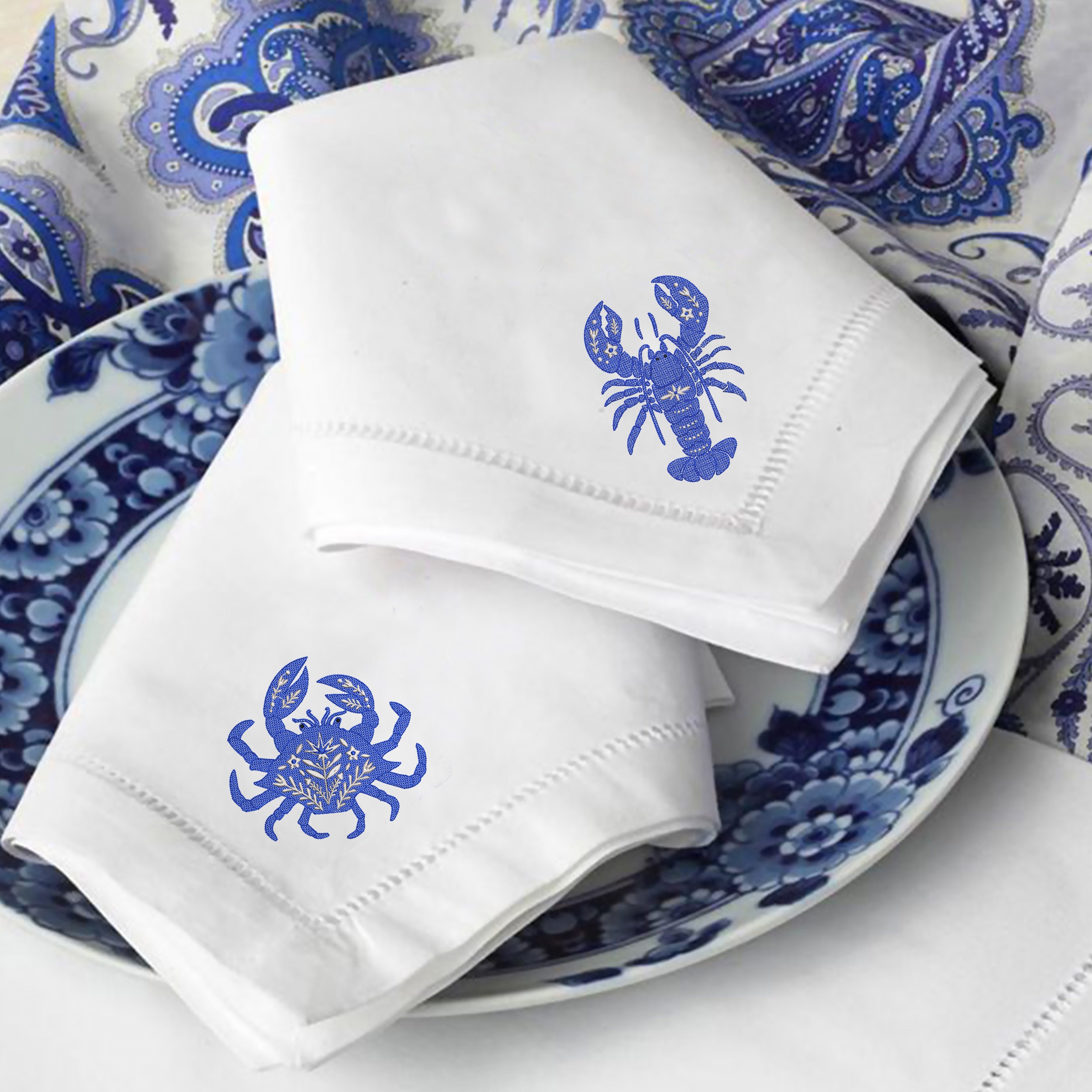 Folk Sea Lobster Crab Nautical Machine Embroidery Design | Etsy