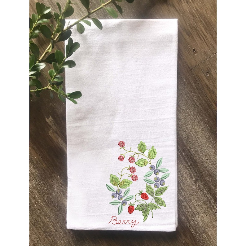 Wild Red Berry Meadow Flower Machine Embroidery Strawberry - Etsy