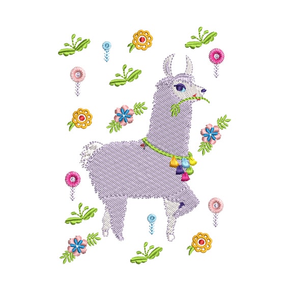 Happy Llama Machine Embroidery Design Alpaca Goat Sheep Peru | Etsy
