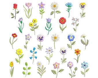 28 Flower Machine Embroidery Design Flowers Botanical Wildflower Meadow ...