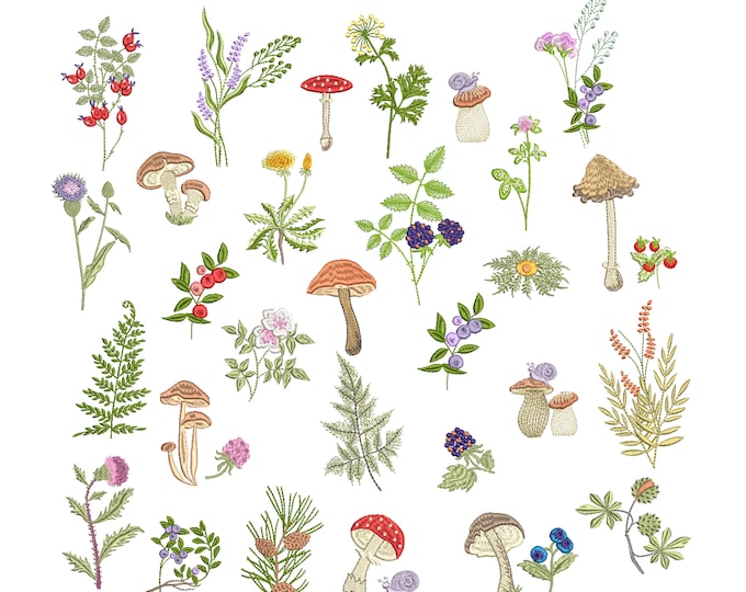 10 Flower Machine Embroidery Designs, Flowers Botanical Daffodil Poppy ...