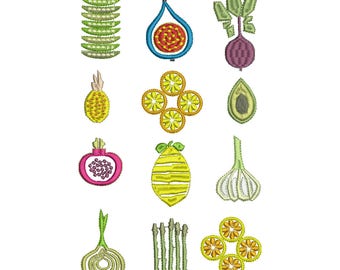 Harvest Vegetables Garden Machine Embroidery Herb Salad Greens | Etsy