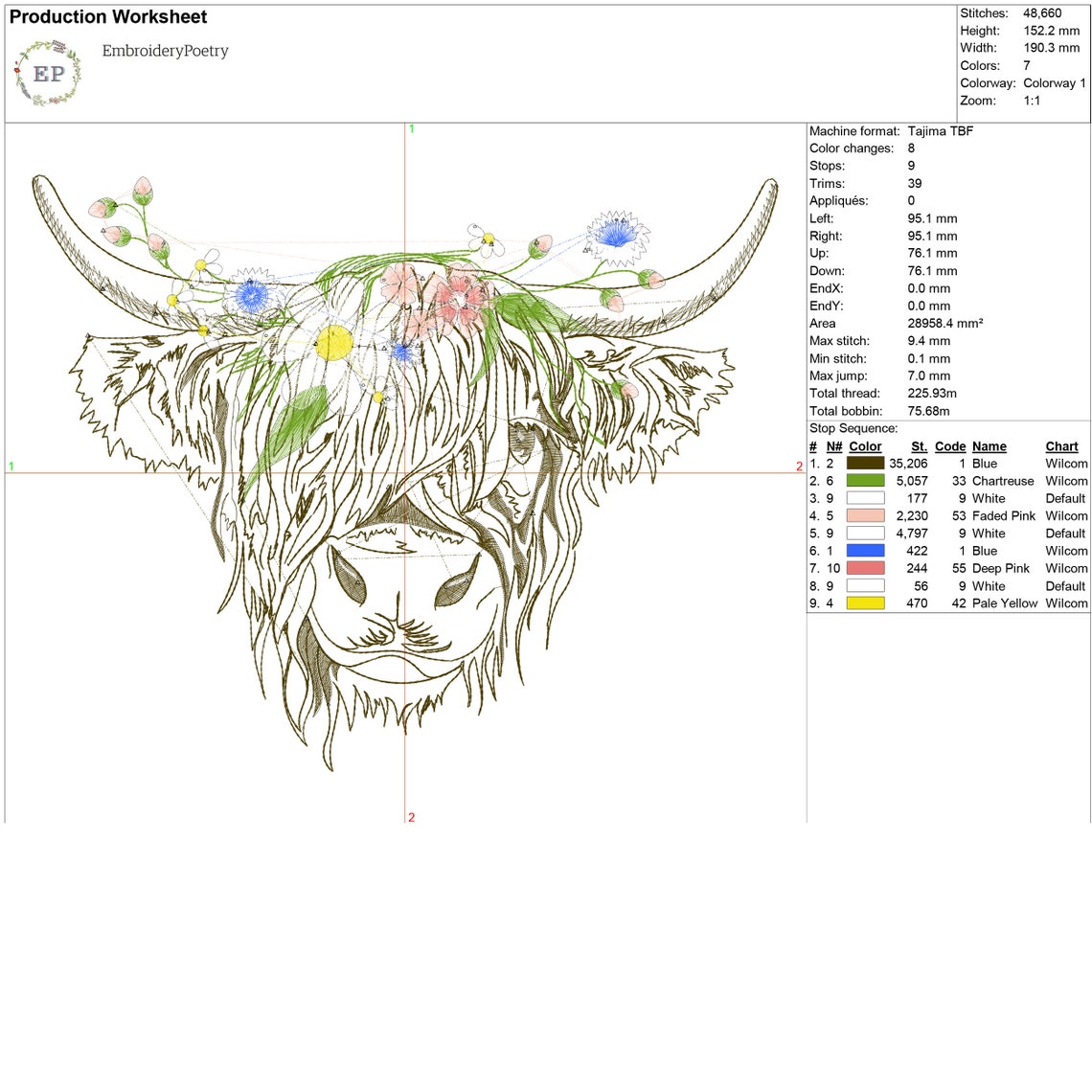 Happy Highland Cow Machine Embroidery Design Easter Bohemian | Etsy