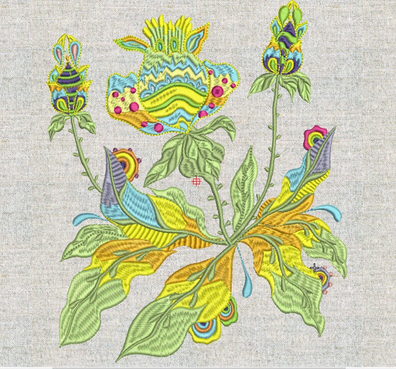 Magic Flower Plant Machine Embroidery Boho Nature Botanical - Etsy