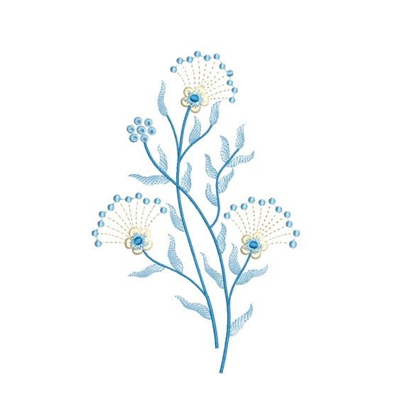 Blue and White Décor Machine Embroidery William Morris Damask | Etsy