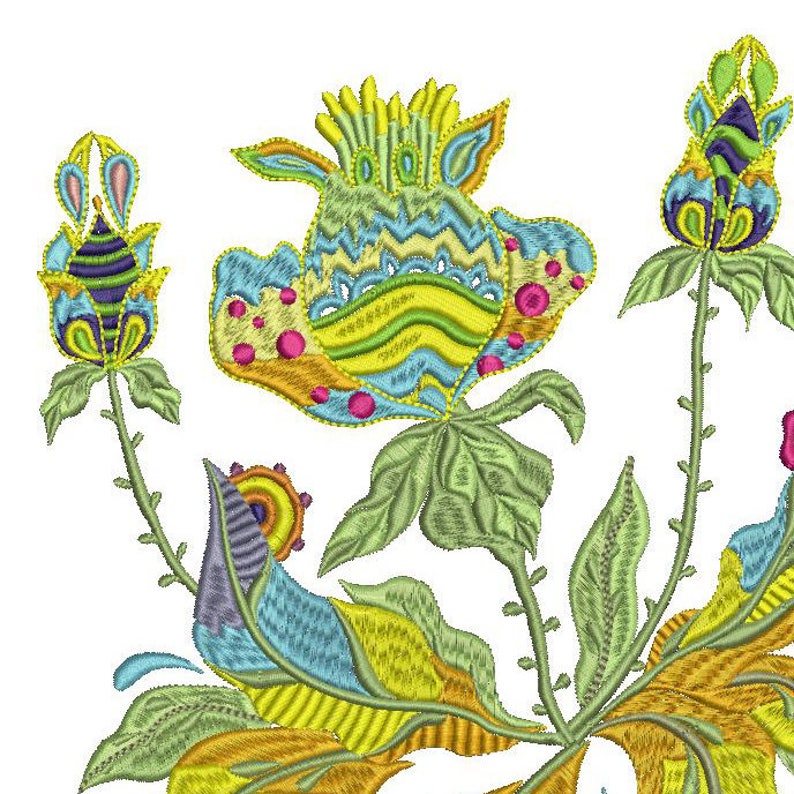 Magic Flower Plant Machine Embroidery Boho Nature Botanical - Etsy