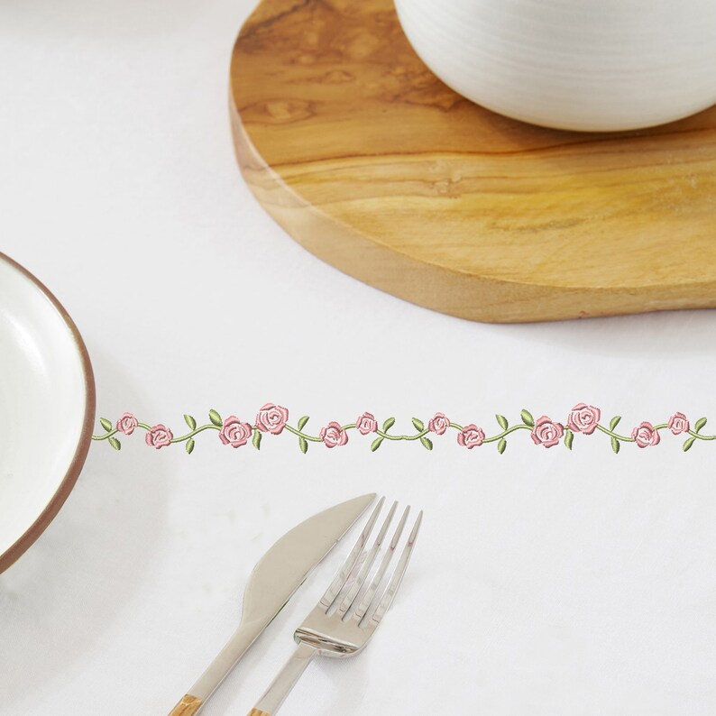 Classic Rose Flower Border Machine Embroidery Mask Floral | Etsy