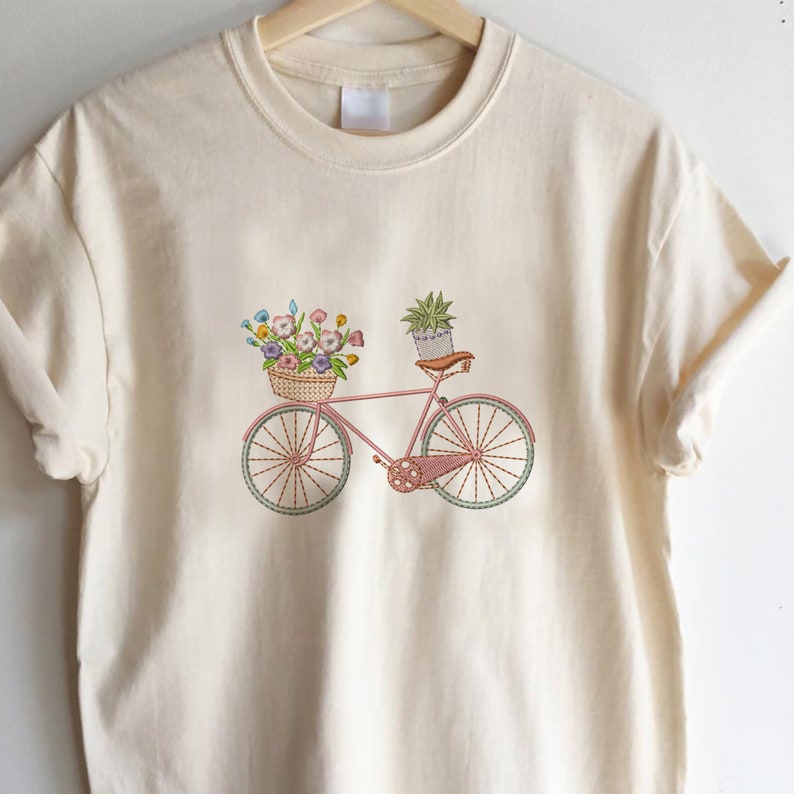 Flower Bike Machine Embroidery Bicycle Easter Spring Floral | Etsy