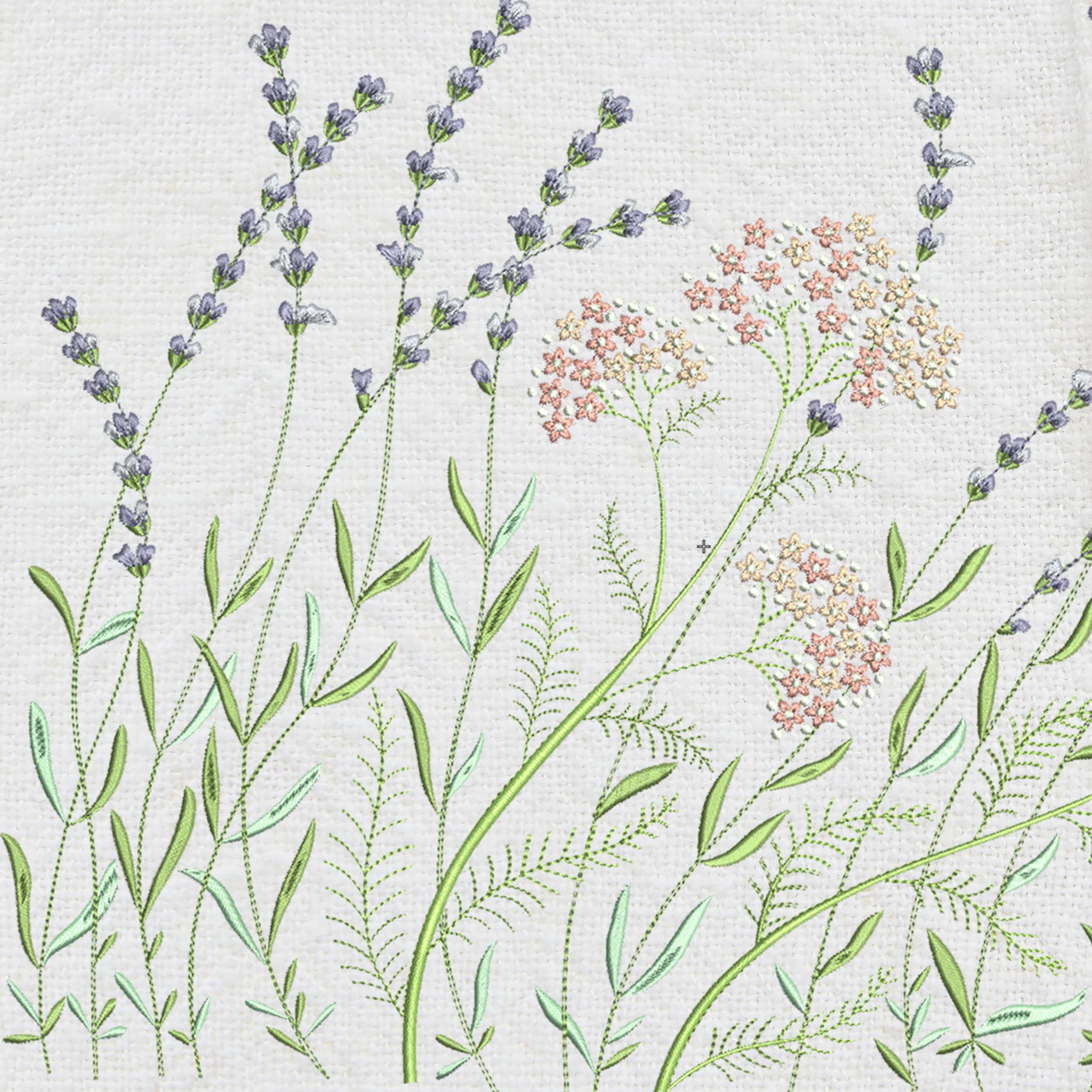 Garden Flower Herb Lavender Floral Botanical Meadow Machine Embroidery ...