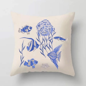 6 Sea Fish Nautical Chinoiserie Tropical Water Ocean Fish Machine ...