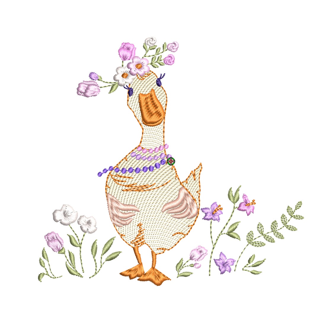 Flower Duck Machine Embroidery Design, Pattern Instant Download Zip - 5 ...
