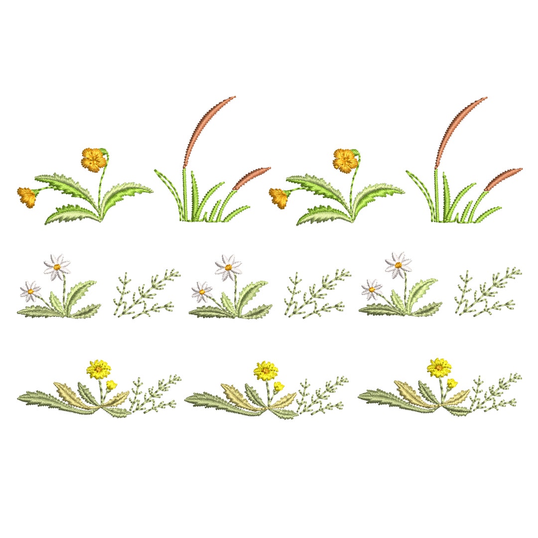 Flower Border Machine Embroidery Design Set #1, Floral Botanical Garden ...
