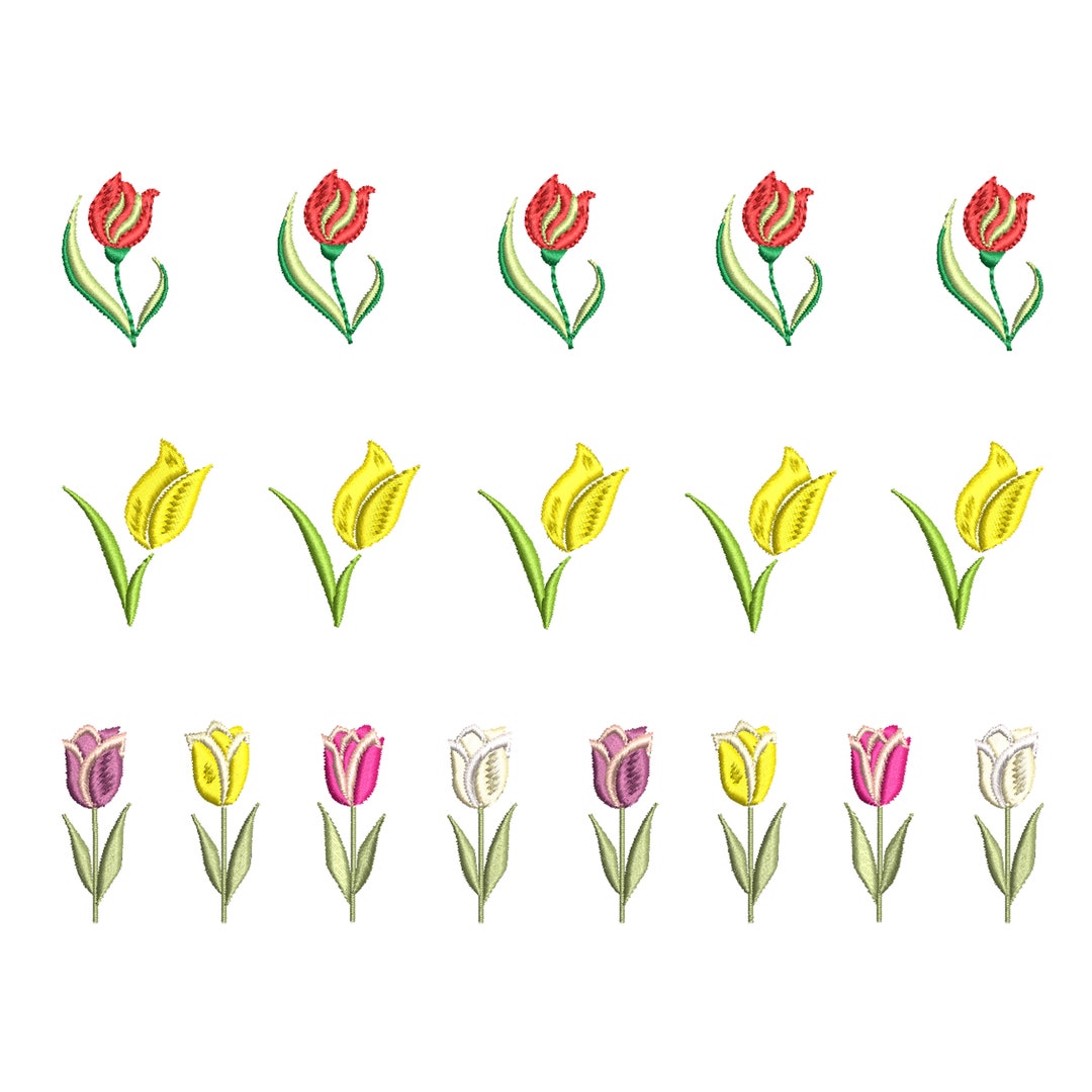 3 Tulip Flower Border Machine Embroidery Designs, Floral Botanical ...