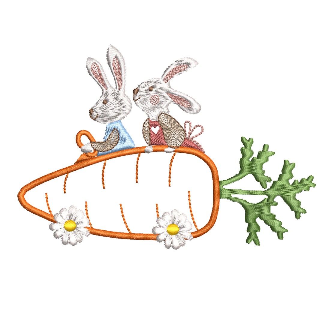 Happy Easter Mobile Machine Embroidery Design, Flower Bunny Carrot ...