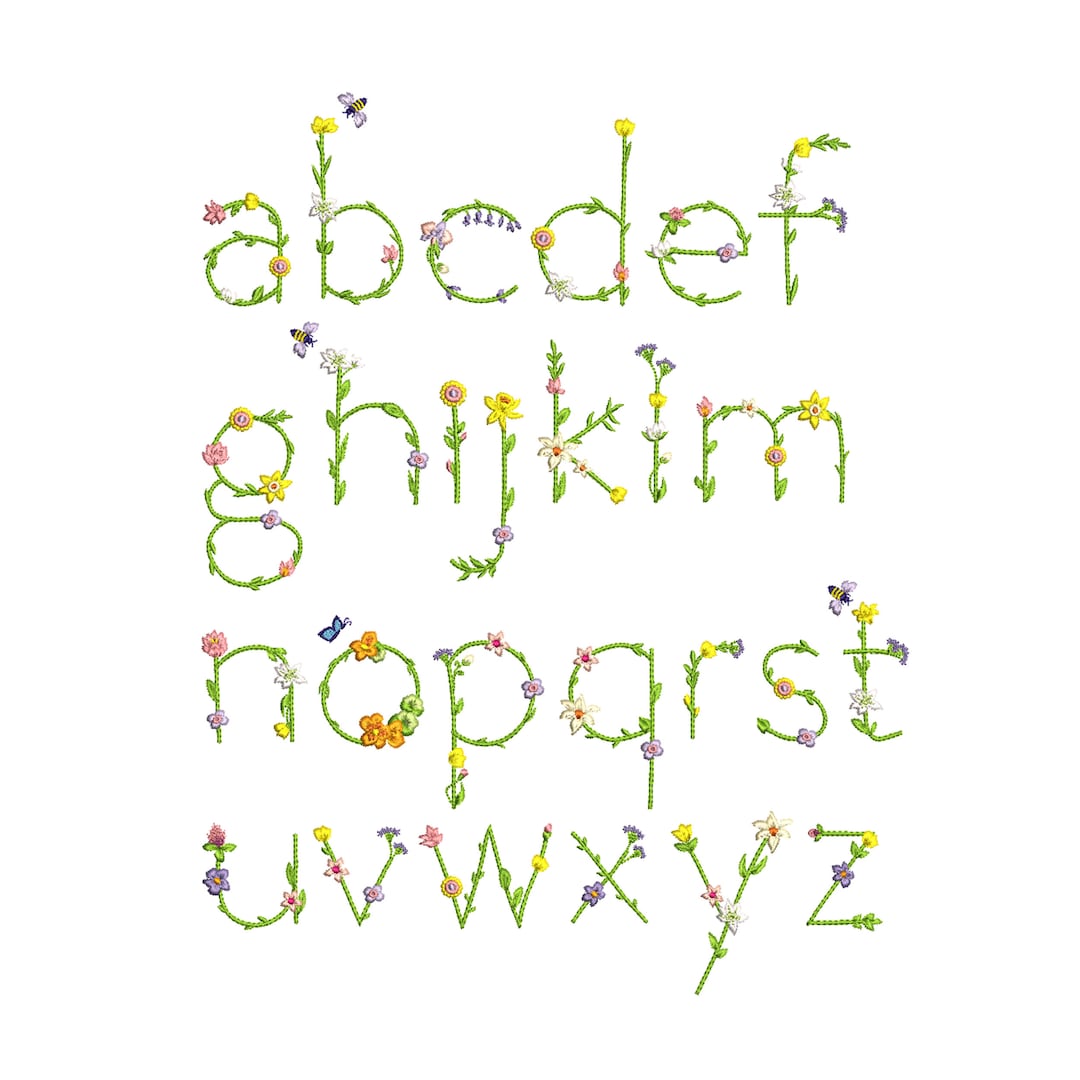 Floral Monogram Machine Embroidery Design: Flower Alphabet Font (6 ...