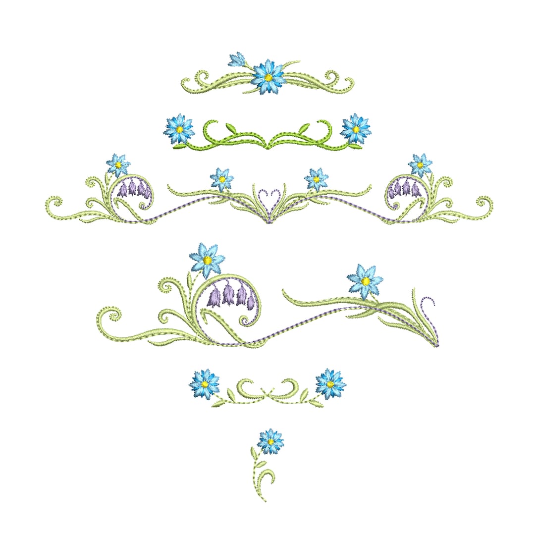 Daisy Flower Border Machine Embroidery, Mask Rose Floral Botanical ...