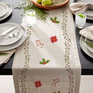 Christmas Holly Machine Embroidery Border: Santa Floral Design Pattern ...
