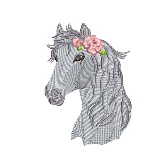 Horse Machine Embroidery Design Bohemian Summer Flower Spring - Etsy