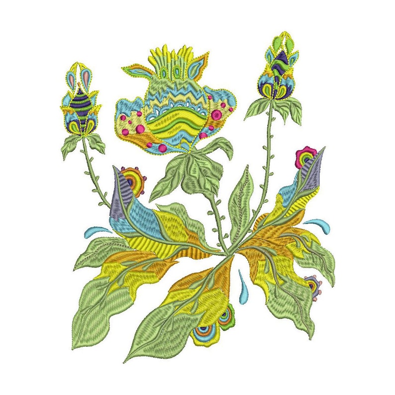 Magic Flower Plant Machine Embroidery Boho Nature Botanical - Etsy