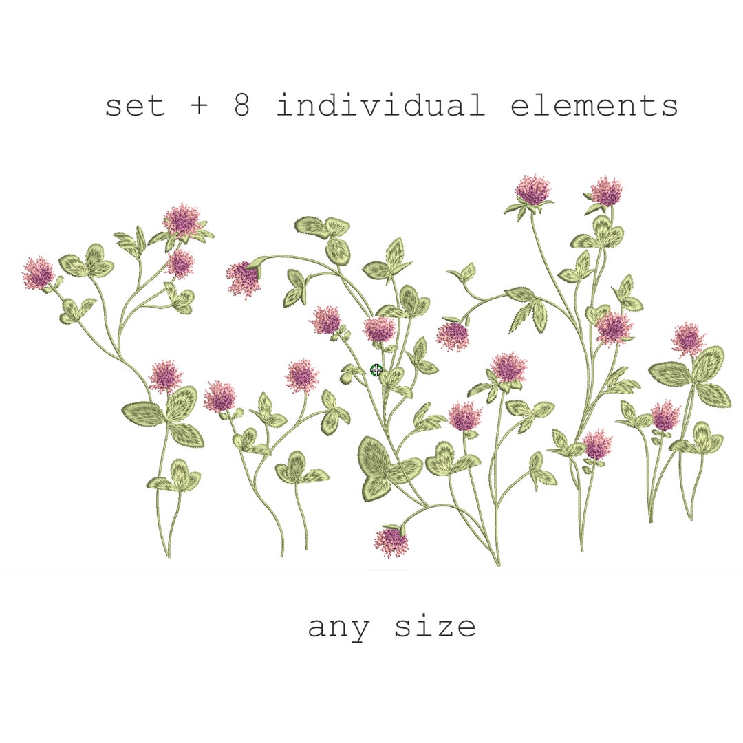 Clover Flower Machine Embroidery Meadow Herb Floral Botanical Garden ...