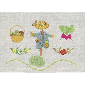 Farmer Boy and Girl Country Farm Vegetables Garden Scarecrow Machine ...